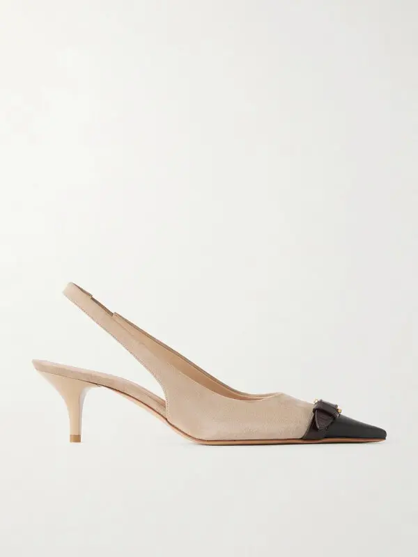 JW Anderson Buckled Leather-trimmed Suede Slingback Pumps - Neutrals