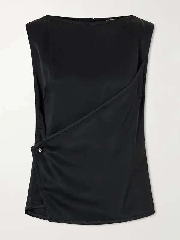 LANVIN Satin Wrap Top - Black