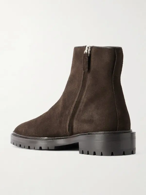 THE ROW Moto Suede Ankle Boots