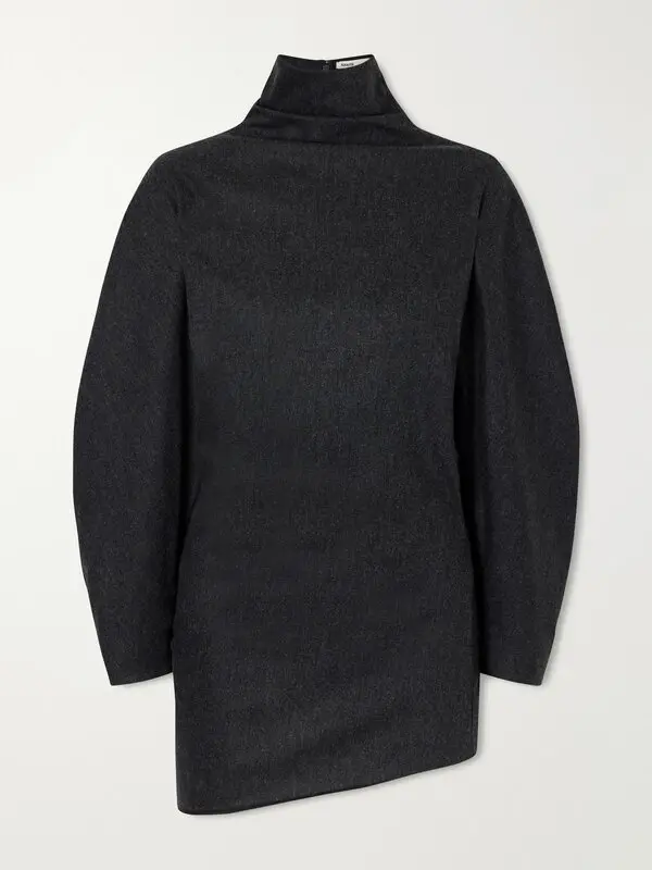 Khaite Harlow Draped Wool And Cashmere-blend Blouse - Gray