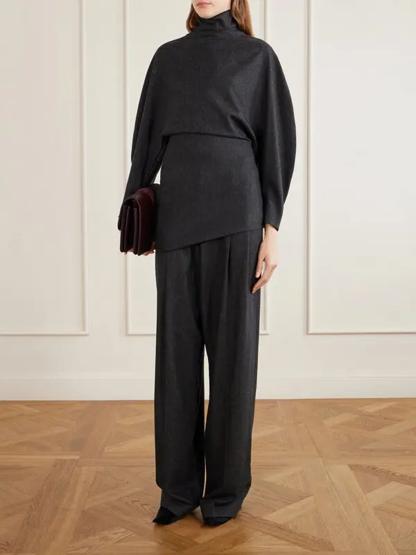 Khaite Harlow Draped Wool And Cashmere-blend Blouse