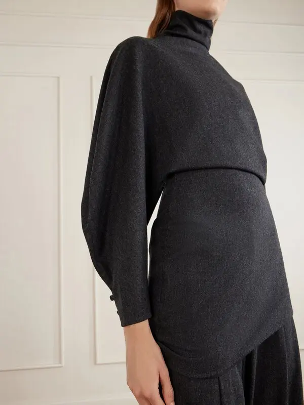 Khaite Harlow Draped Wool And Cashmere-blend Blouse