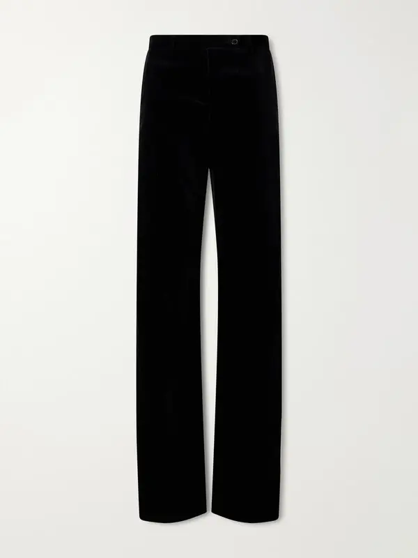 Khaite Hunter Velvet Cotton-blend Straight-leg Pants