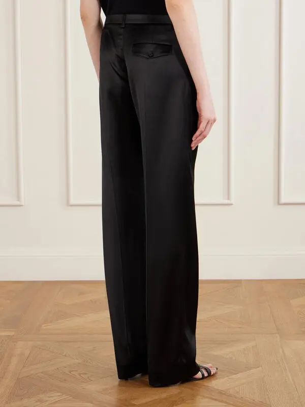 Khaite Hunter Pleated Satin Straight-leg Pants