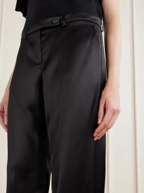 Khaite Hunter Pleated Satin Straight-leg Pants