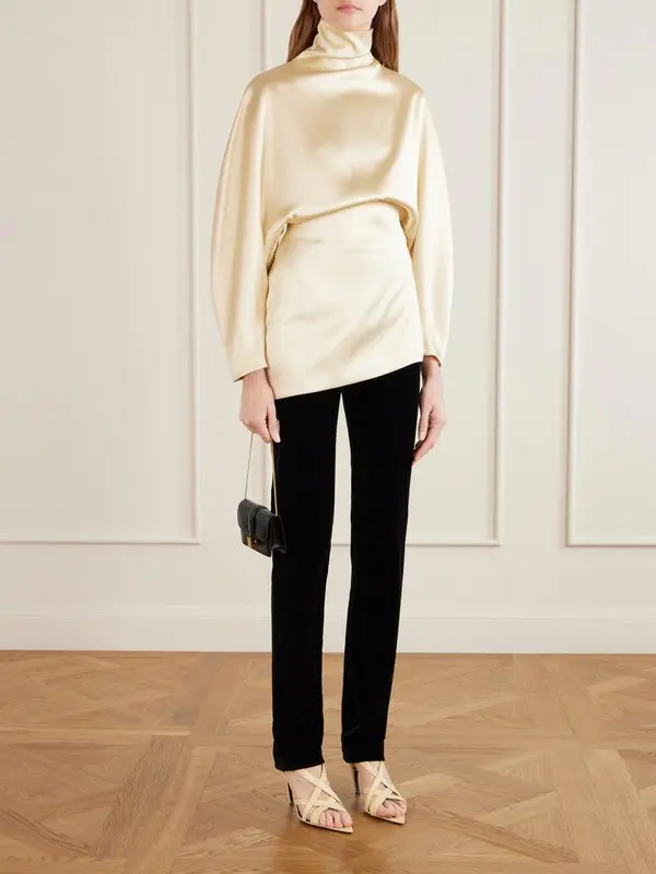 Khaite Harlow Draped Satin Blouse