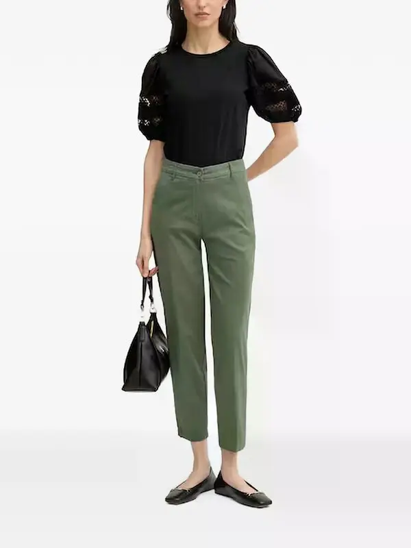 BENETTON Mid-rise Cropped Trousers - Green
