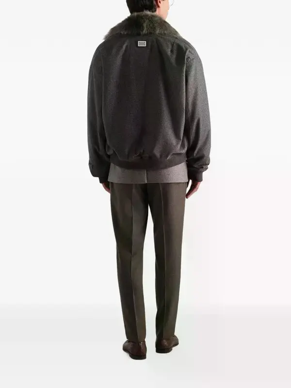 Dolce & Gabbana Padded Wool Flannel Bomber Jacket
