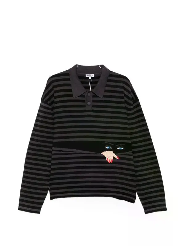 HOUSE OF ERRORS Striped Embroidered-motif Sweater