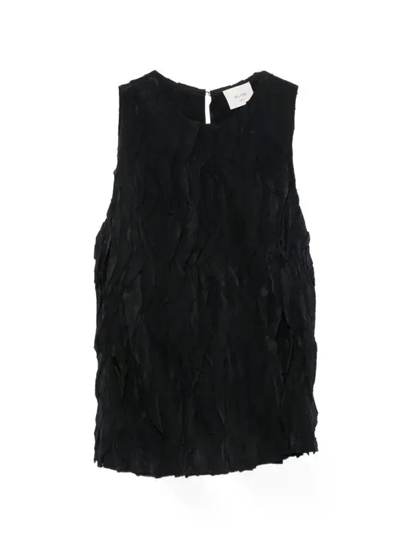ALYSI Feather-effect Sleeveless Blouse - Black