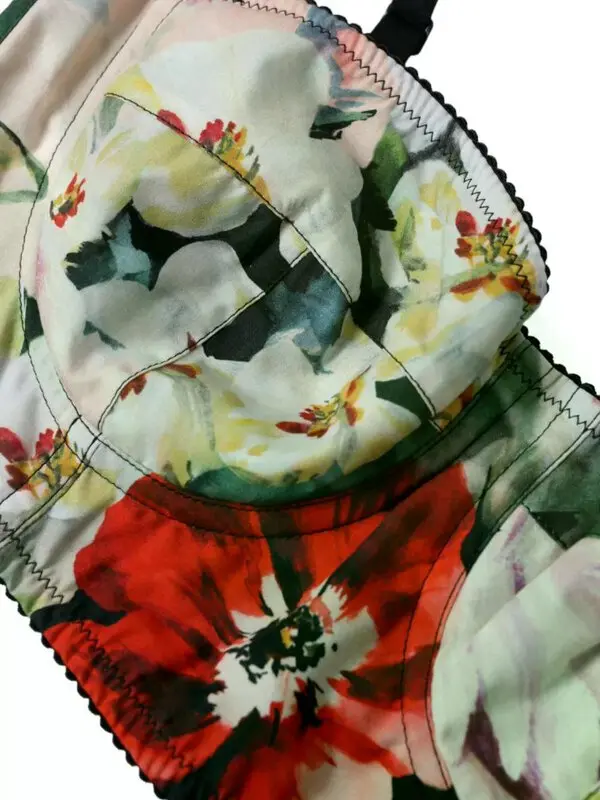 Dolce & Gabbana Floral-print Silk-satin Bra