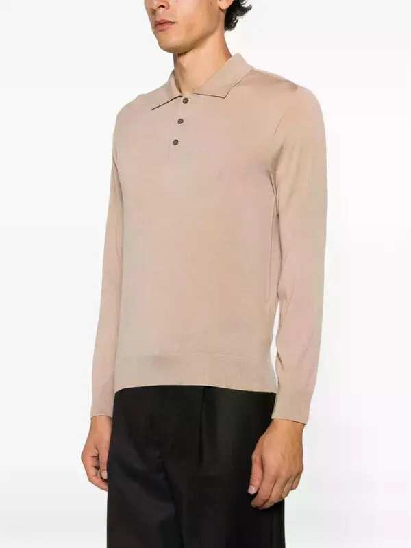Canali Long-sleeve Polo Shirt - Neutrals