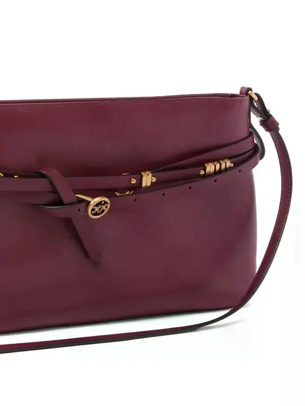 Pinko Studded Leather Shoulder Bag - Red