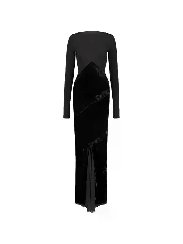 Rick Owens Velvet-panelled Long-sleeve Maxi Dress