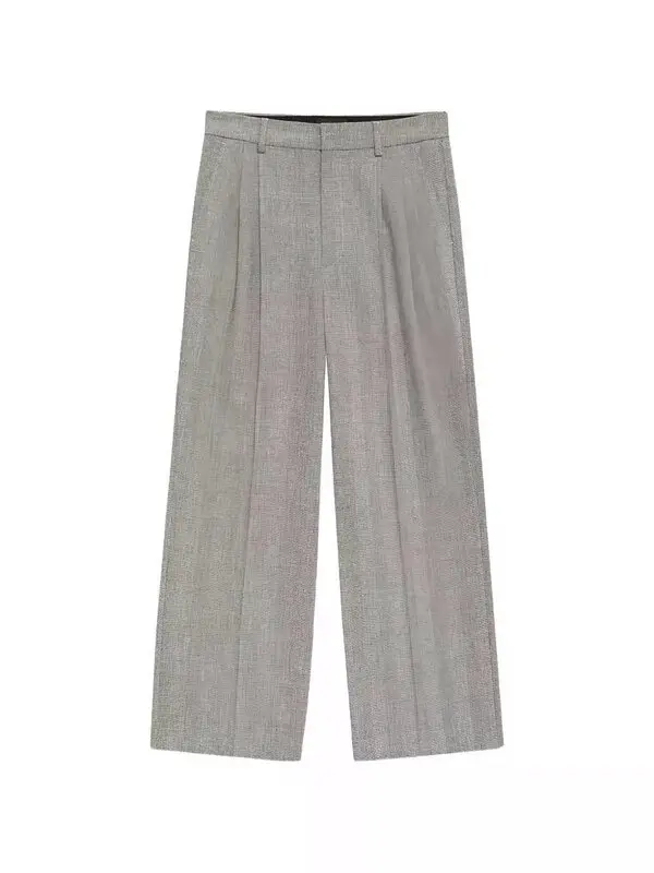 ANINE BING Herringbone-pattern Pleated Trousers - Neutrals