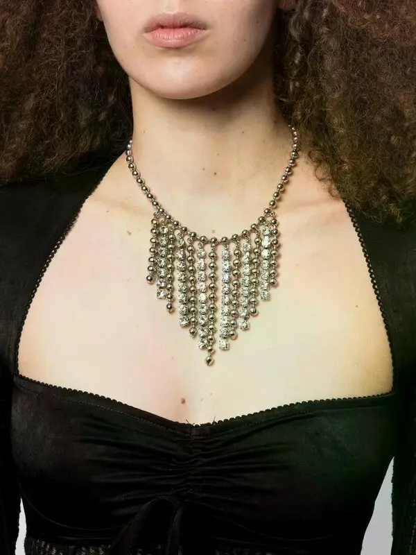 Alessandra Rich Crystal-embellished Drop Necklace