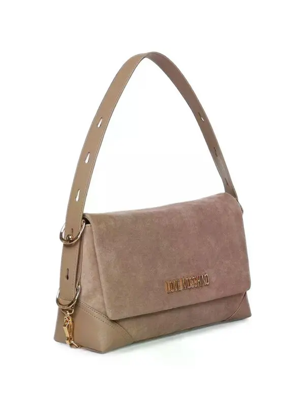 Moschino Logo-plaque Suede-effect Shoulder Bag