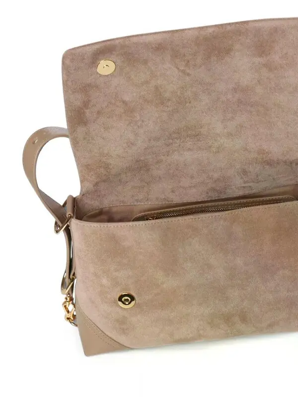 Moschino Logo-plaque Suede-effect Shoulder Bag