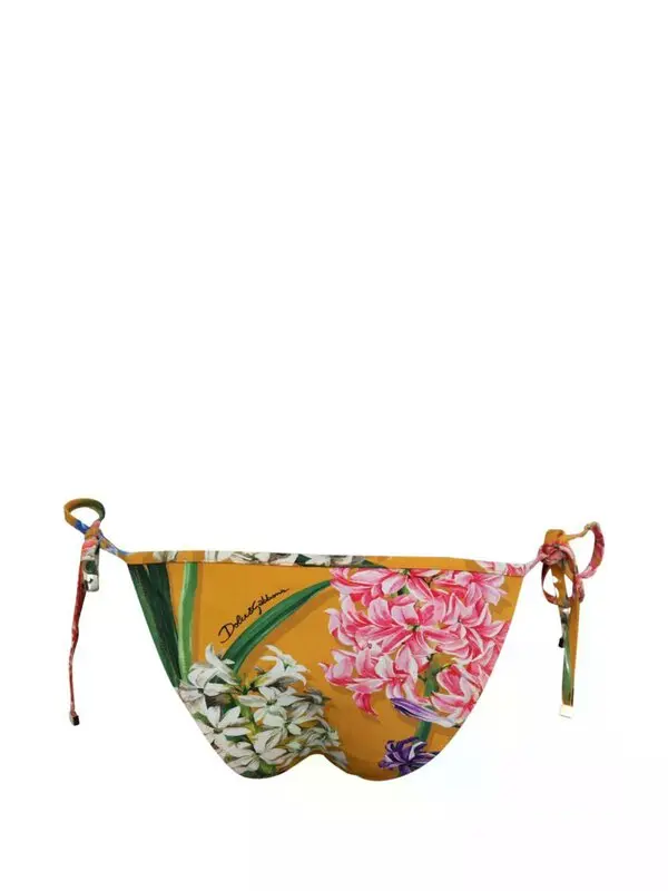 Dolce & Gabbana Floral-print Tie-side Bikini Bottom - Yellow