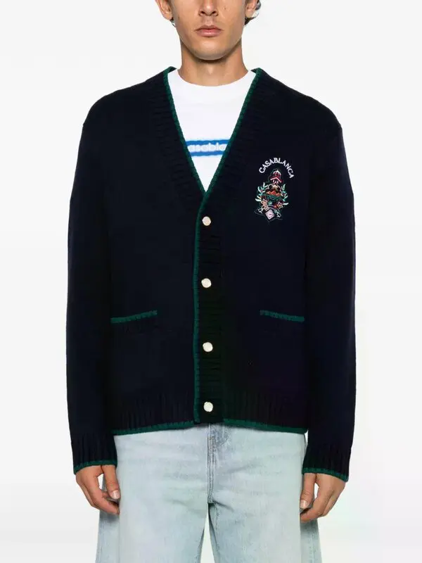 Casablanca Logo-embroidered V-neck Cardigan