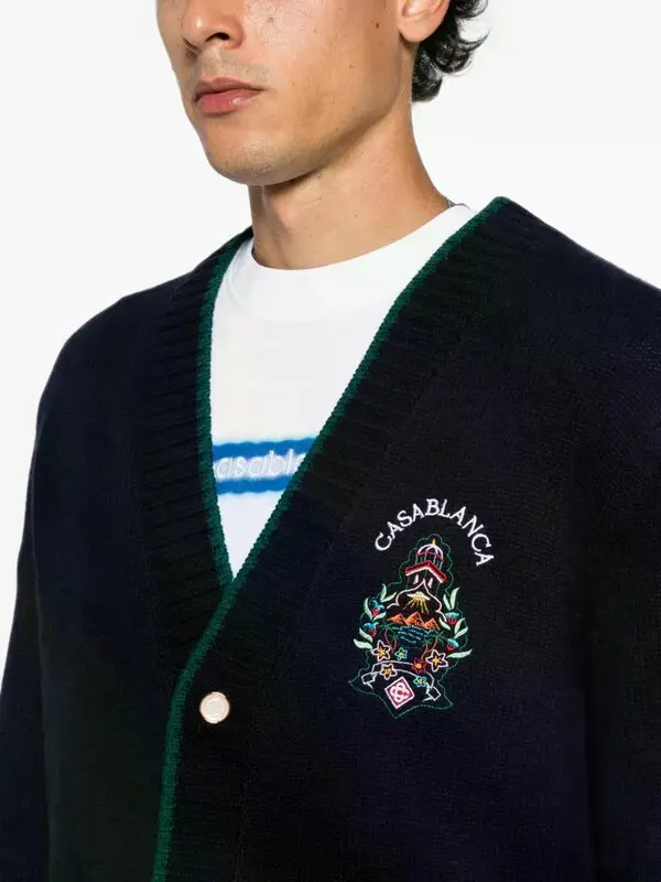 Casablanca Logo-embroidered V-neck Cardigan