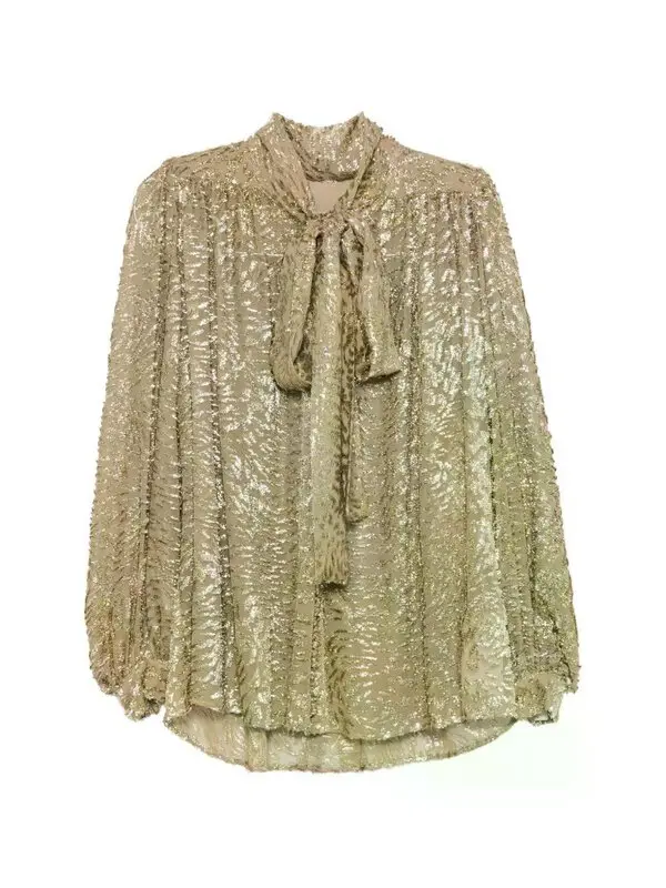 Elie Saab Metallic-effect Pussy-bow Blouse