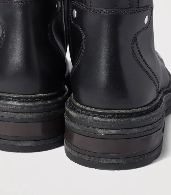 Miu Miu Leather Lace-up Knee-high Boots