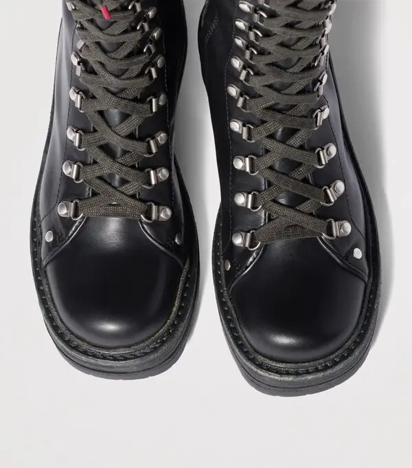 Miu Miu Leather Lace-up Knee-high Boots