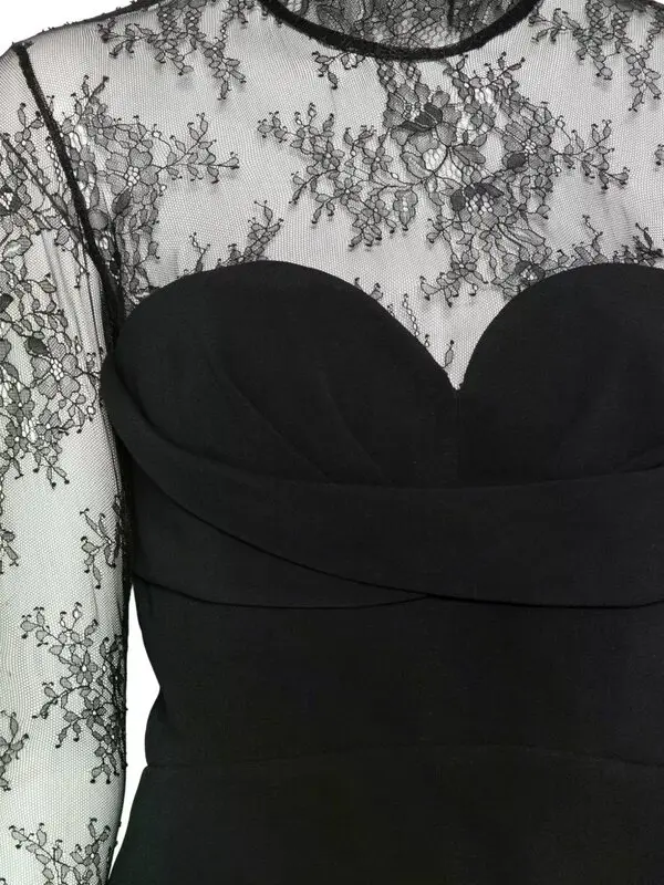 Elie Saab Lace-panelled Sweetheart-neck Top