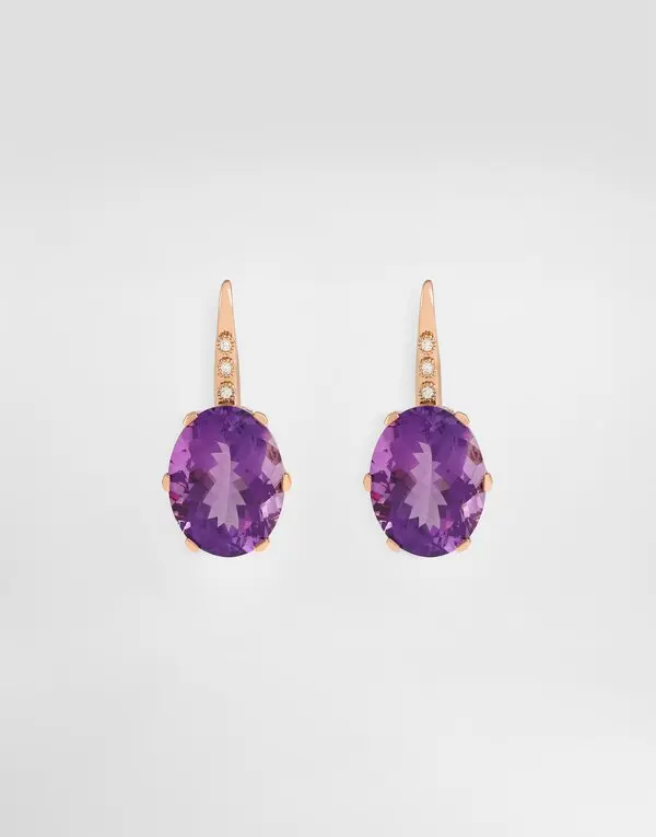 Dolce & Gabbana Anna Earrings In 18-carat Gold With Amethysts And Diamonds Earrings - Red