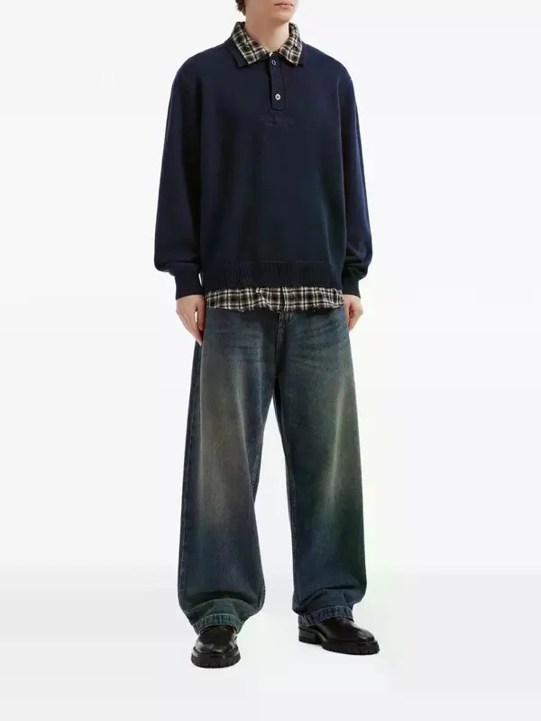 Izzue Layered-effect Polo-collar Sweater