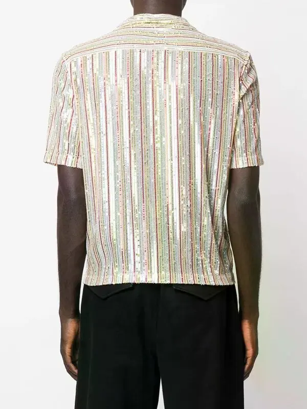 Palm Angels Metallic-finish Short-sleeve Shirt