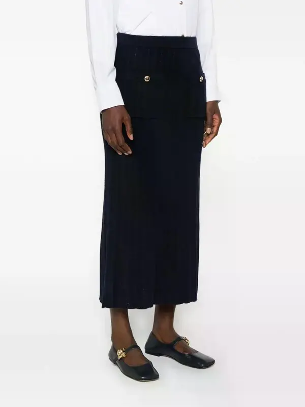 Maje Cable-knit Button-detail Midi Skirt