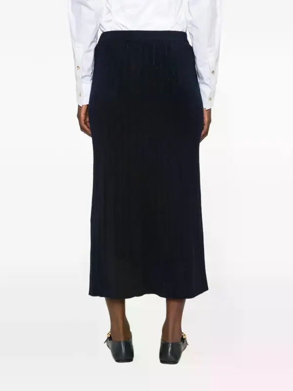 Maje Cable-knit Button-detail Midi Skirt