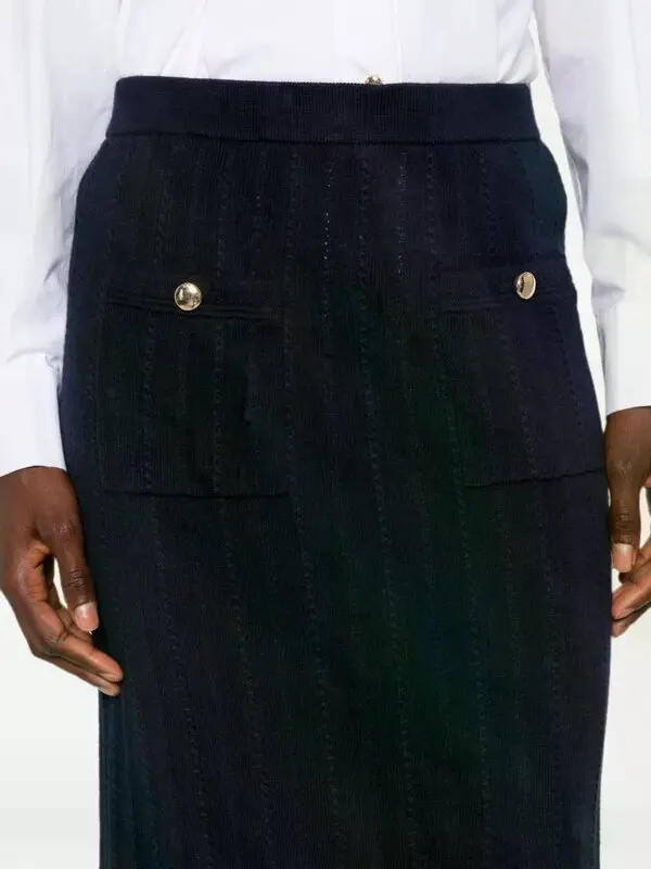 Maje Cable-knit Button-detail Midi Skirt