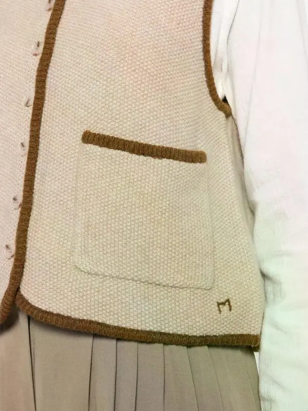 MOISMONT Contrast-trim Sleeveless Cardigan