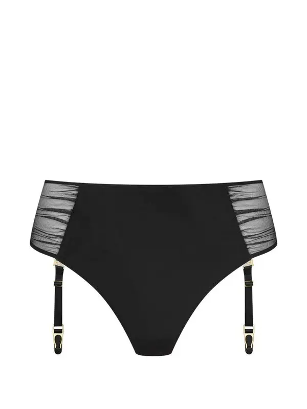 SCANDALE Nuit Fauve High-waist Suspender Thong - Black