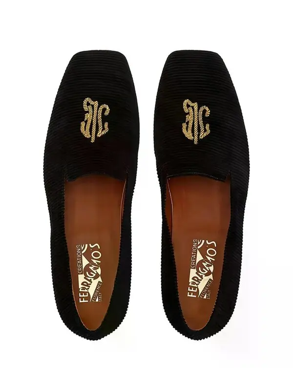 FERRAGAMO Embroidered Suede Loafers