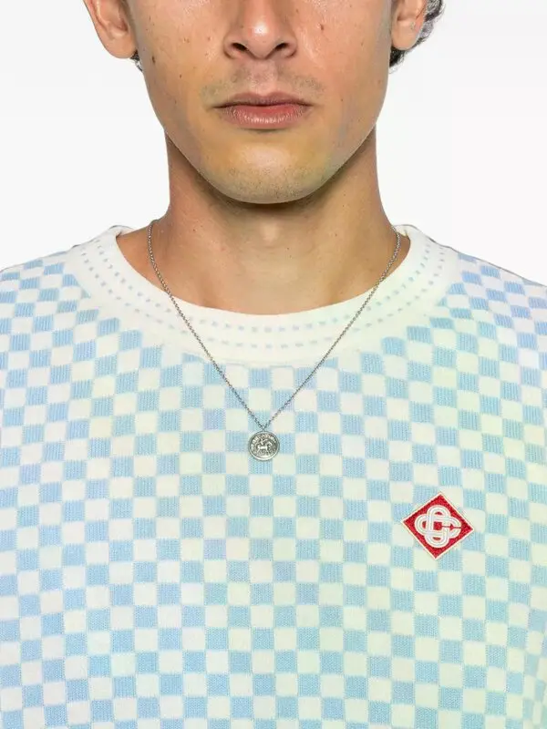 Casablanca Checkerboard-knit Logo-patch T-shirt