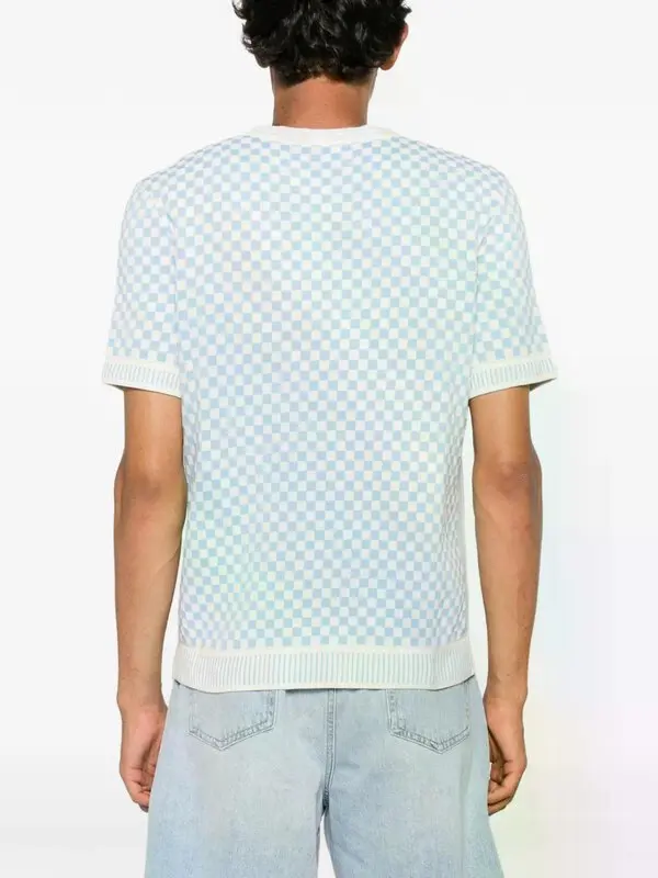 Casablanca Checkerboard-knit Logo-patch T-shirt