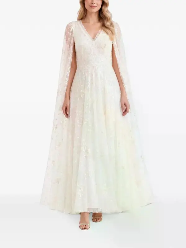 NEEDLE & THREAD Versailles Ditsy Cape-sleeve Dress - White