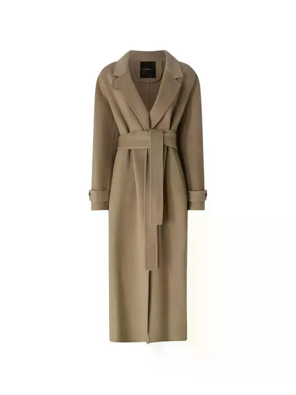 Pinko Coat In Double-layered Wool-blend Cloth With Belt