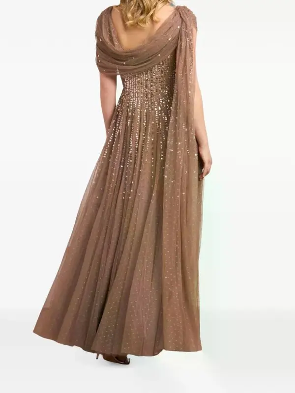 NEEDLE & THREAD Moonlight Sequin-embellished Draped Gown
