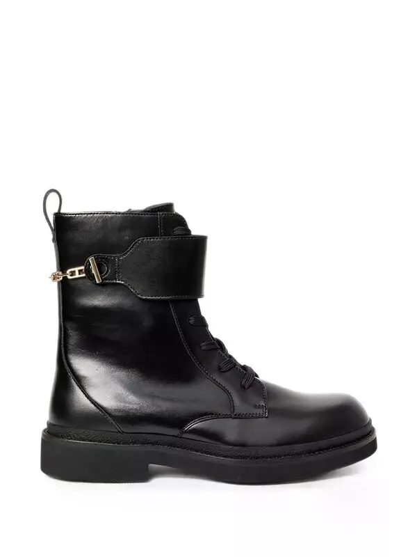 BOSS Lace-up Leather Boots With Gold-tone Hardware