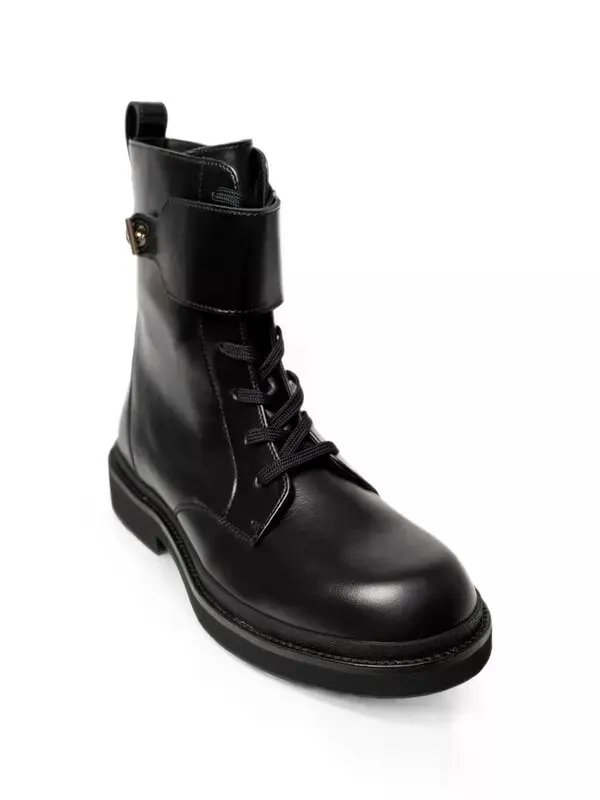 BOSS Lace-up Leather Boots With Gold-tone Hardware