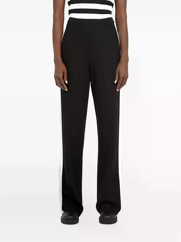 FERRAGAMO Ribbed-knit Side-stripe Trousers - Black