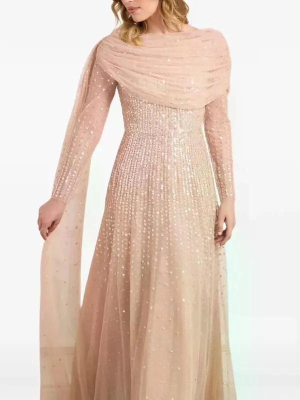 NEEDLE & THREAD Moonlight Sequin-embellished Draped Gown