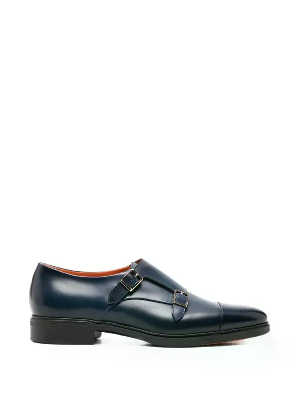 Santoni Double Buckle-strap Leather Monk Shoes