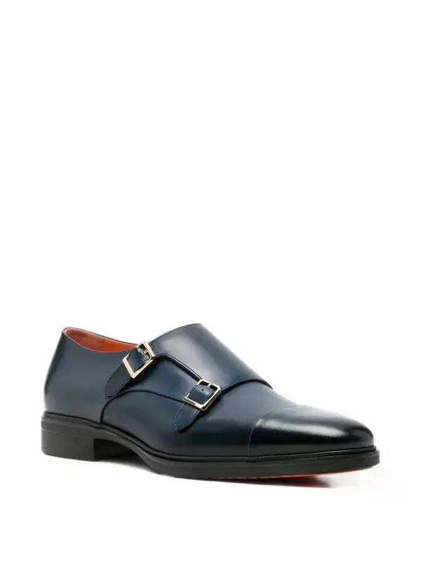Santoni Double Buckle-strap Leather Monk Shoes