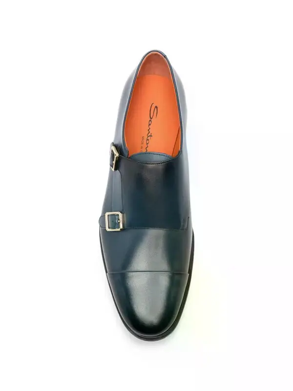 Santoni Double Buckle-strap Leather Monk Shoes